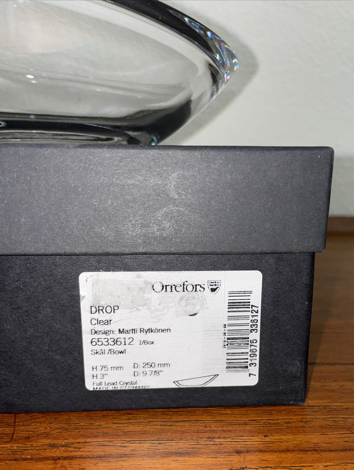 Orrefors Skai Crystal Drop Bowl by Martti Rytkonen 3”x10” Discontinued ...