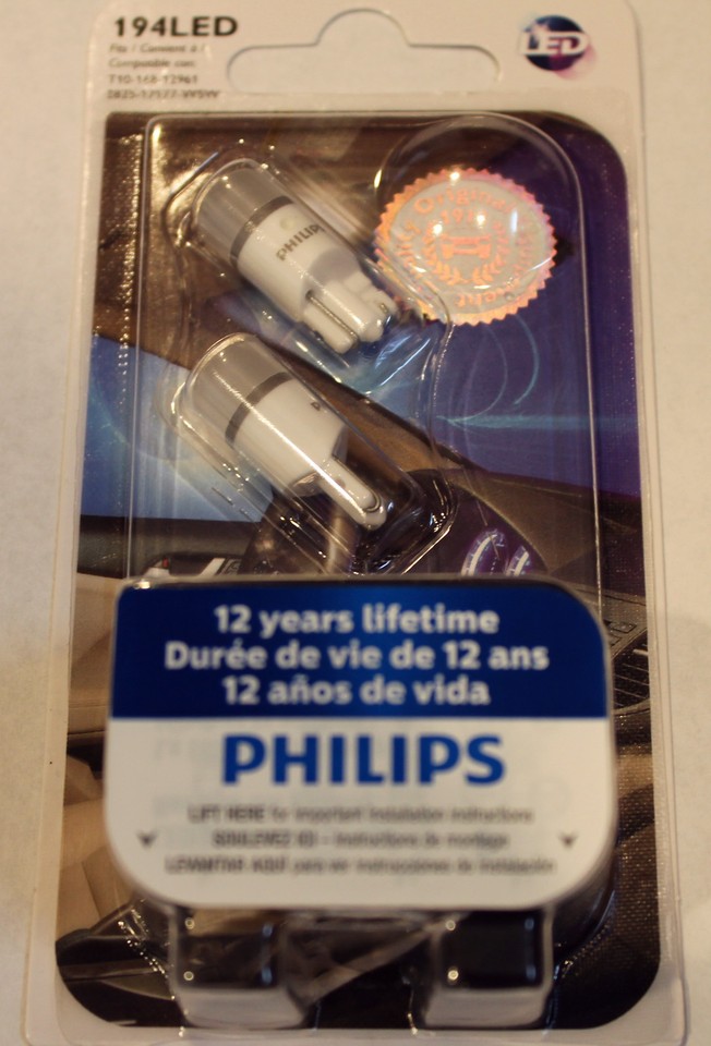 PHILIPS LED 194/168/T10/W5W 6000K X 2 SETS BULB INTERIOR LICENSE PLATE ...