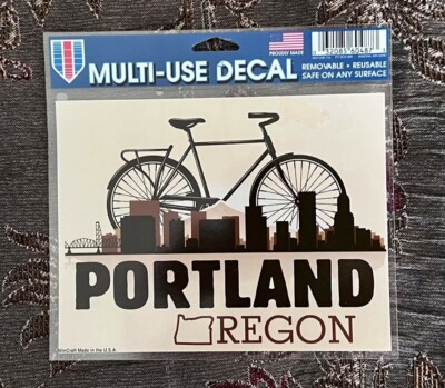 Portland Oregon Multi -Use Decal - With City Scene & Bicycle 5" X 6" | eBay