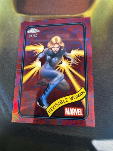 2025 Topps Chrome Marvel Invisible Woman FANTASTIC FOUR Blue Red Spider ...