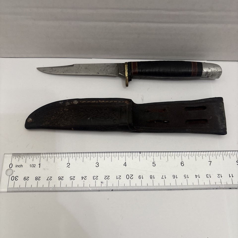 Vintage Western Boulder Co Fixed Blade Knife With Leather Sheath | eBay