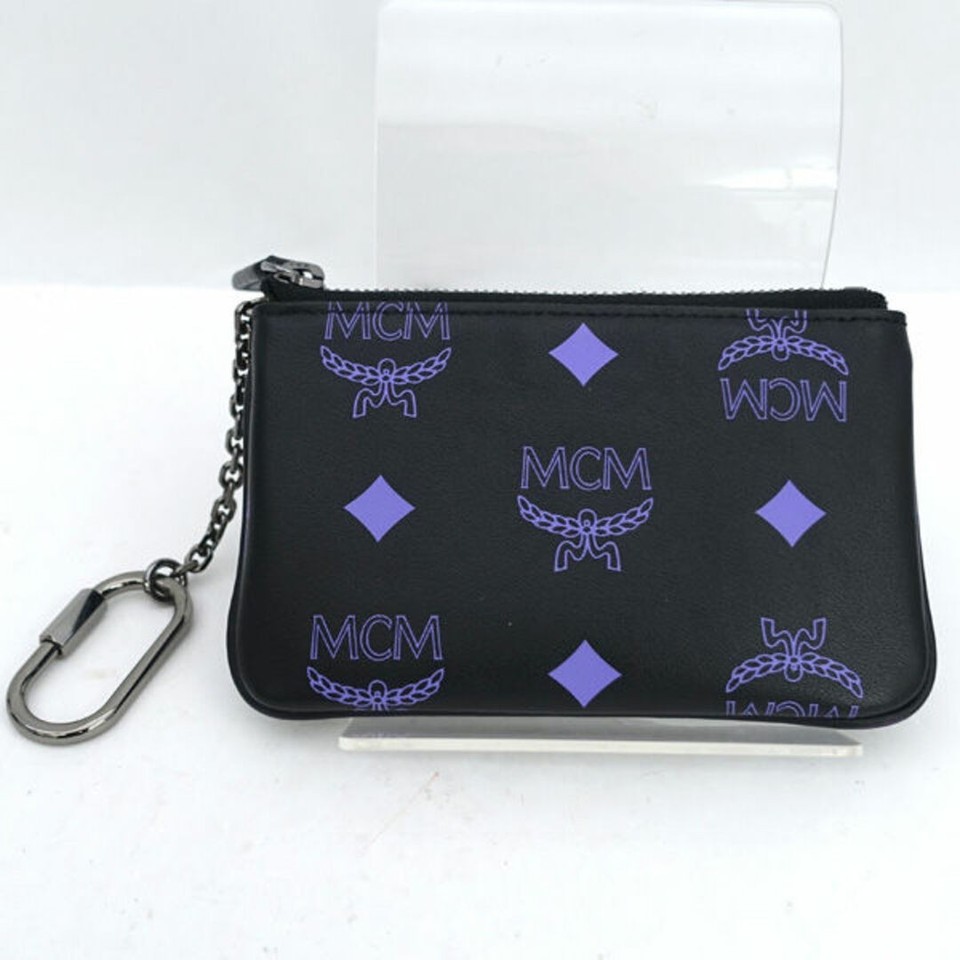 MCM Coin Case Color Splash Logo Leather Black x Purple MXKCSSX01U4001 ...