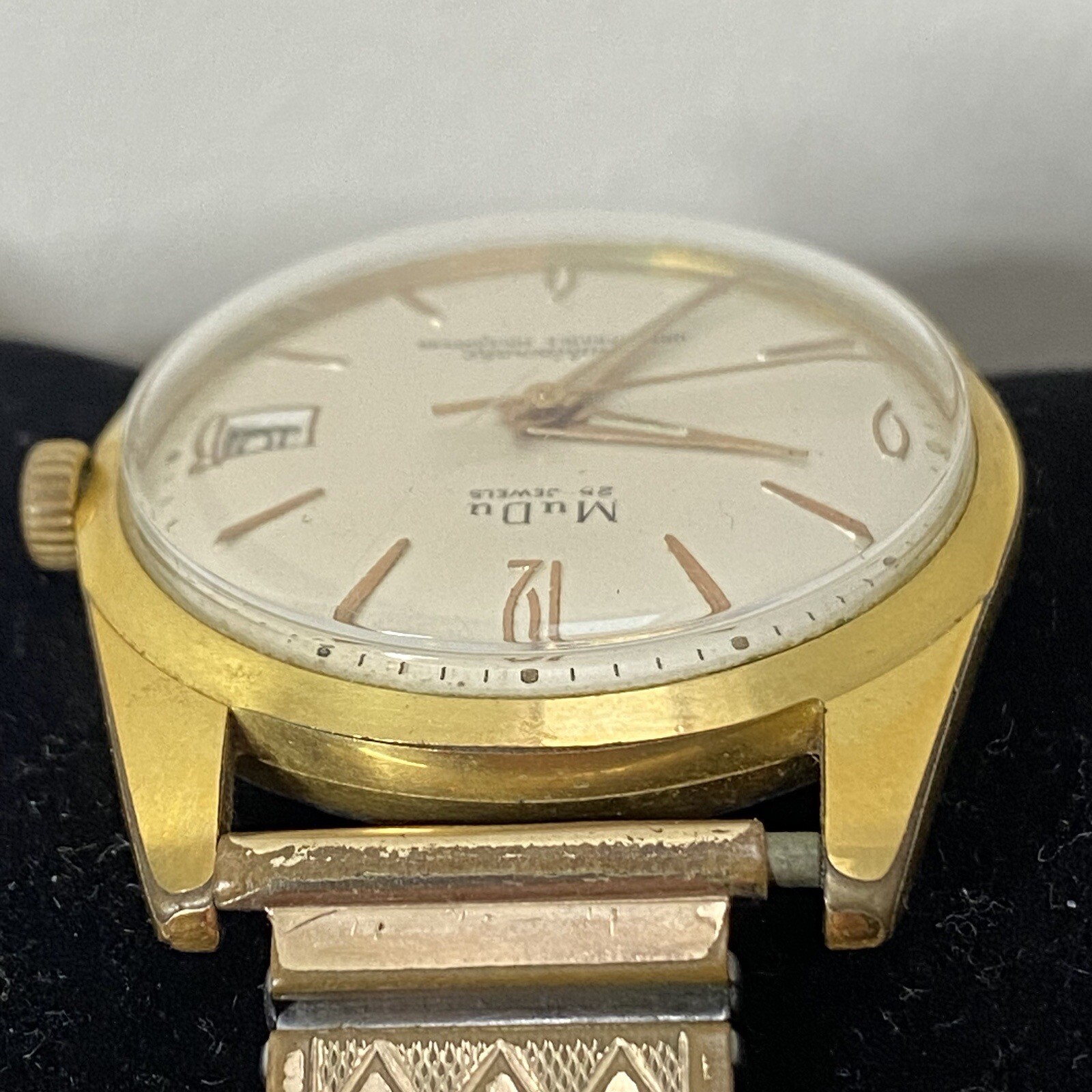 MuDu Doublematic Automatic Watch 25 Jewels gold plate Swiss date 33mm ...