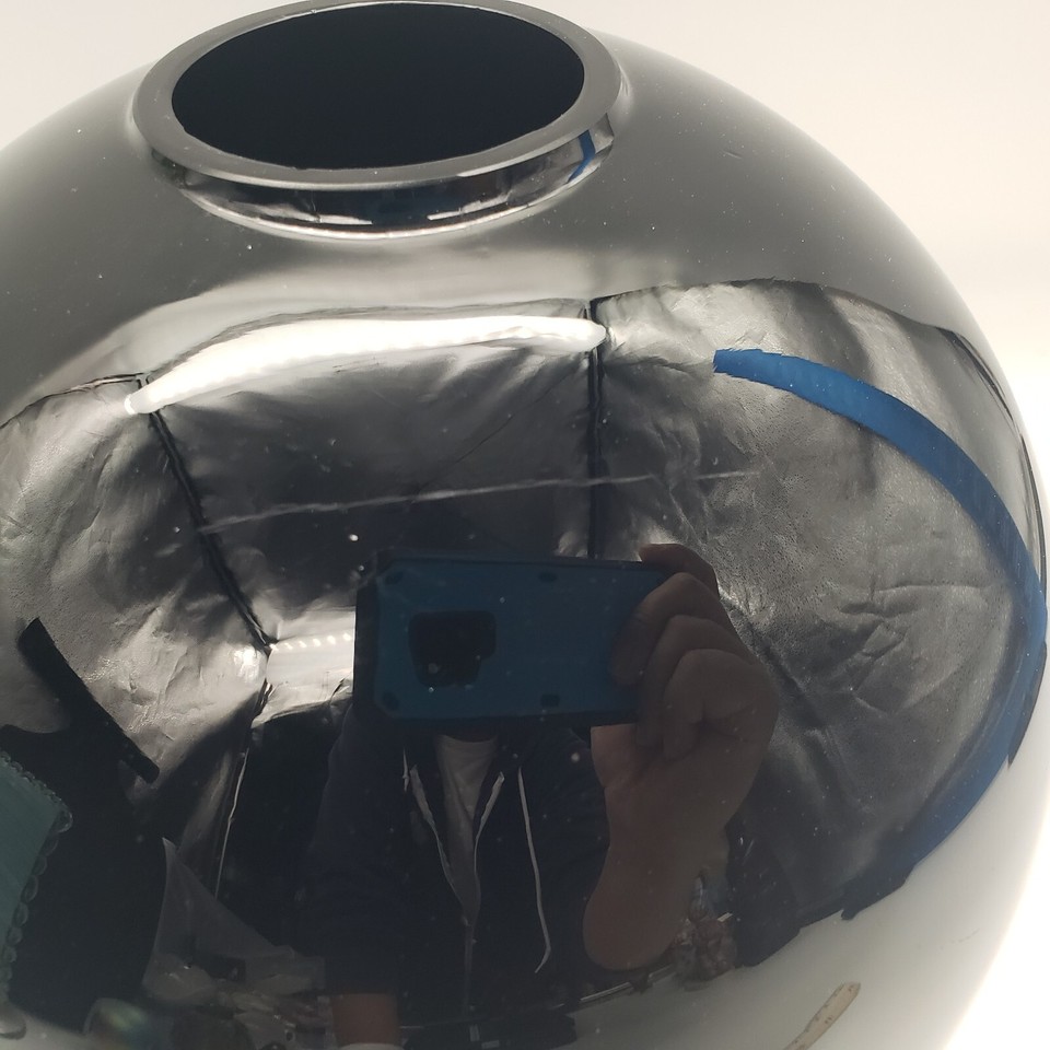 Vintage Balos Mouthblown Art Glass Black Amethyst Vase 9” Orb Round ...