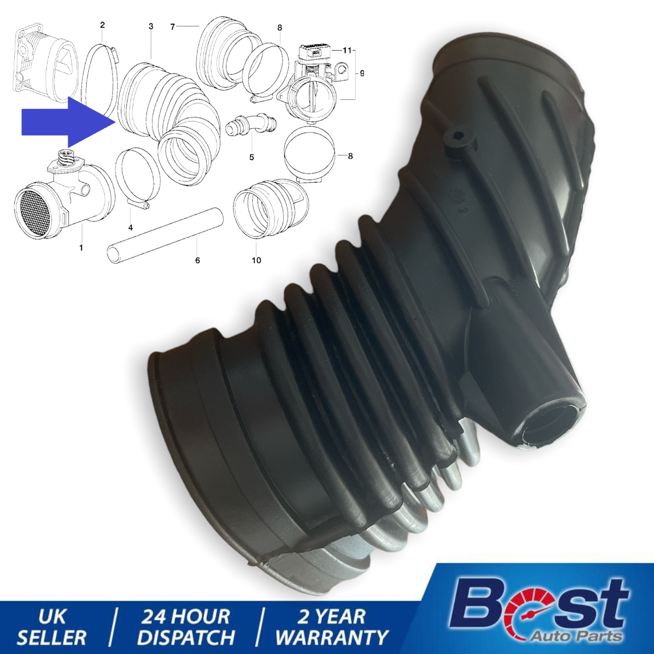 FOR BMW E36 Z3 MASS AIR METER INTAKE RUBBER BOOT TUBE PART 13711247031 ...