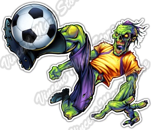 Zombie Soccer Kick Player Sport Athletics Car Bumper Vinyl Sticker ...