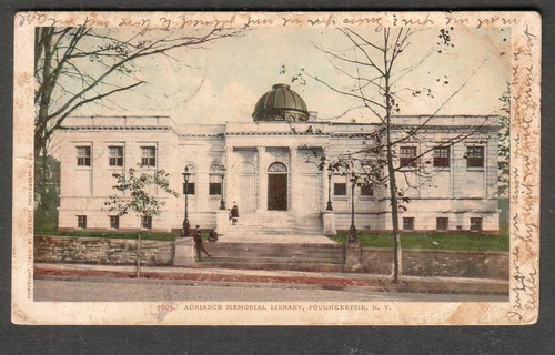1905 post card Adriance Memorial Library Poughkeepsie NY to L Lee ...
