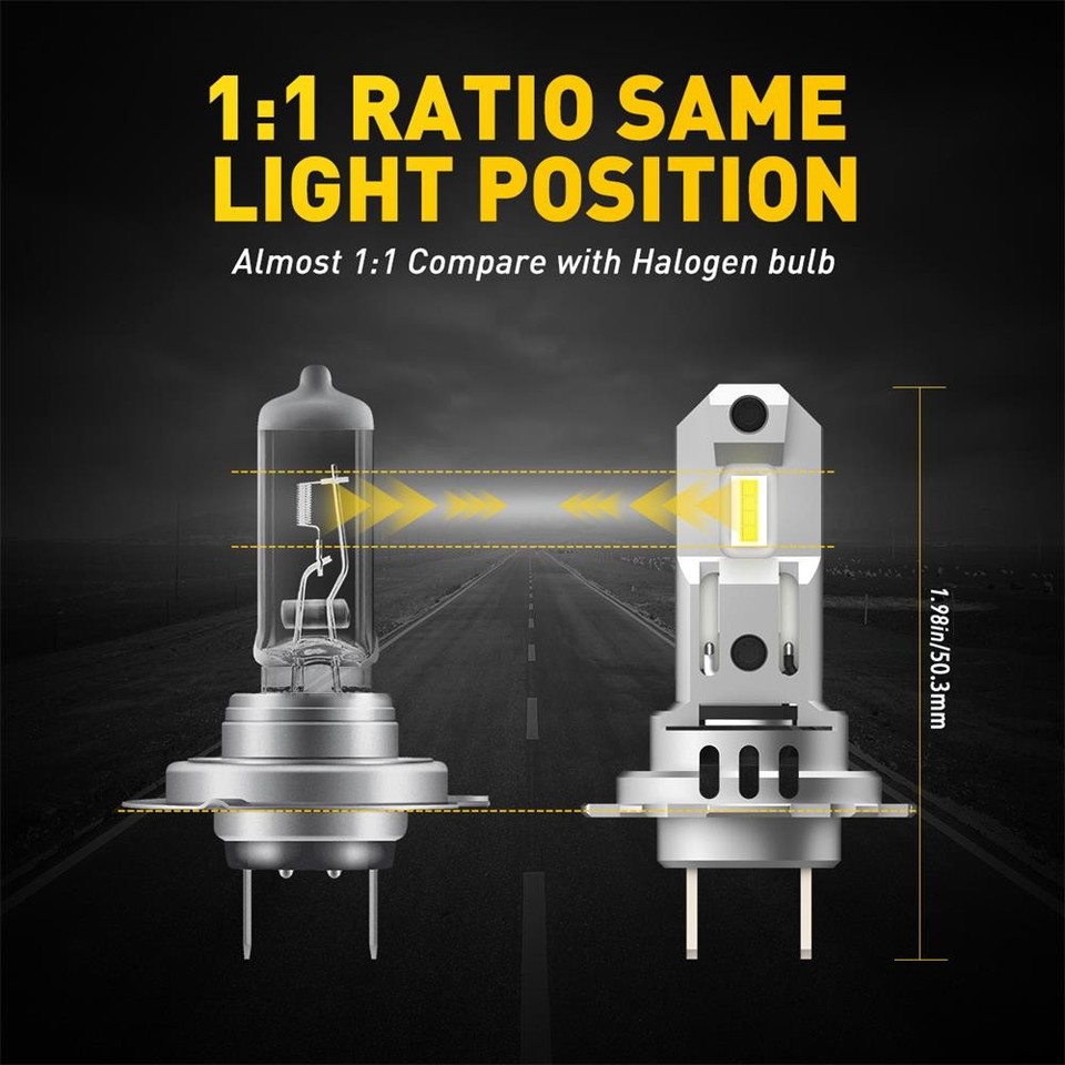 2x H7 LED Headlight Bulbs Kit High Low Beam 60W 20000LM Super Bright ...