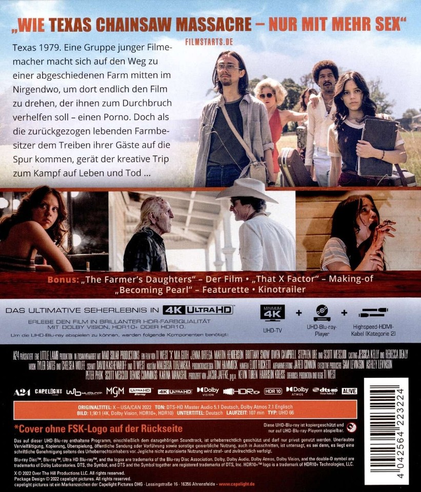 X (2022) Mia Goth 4K UHD Blu-Ray BRAND NEW (German Package has English ...