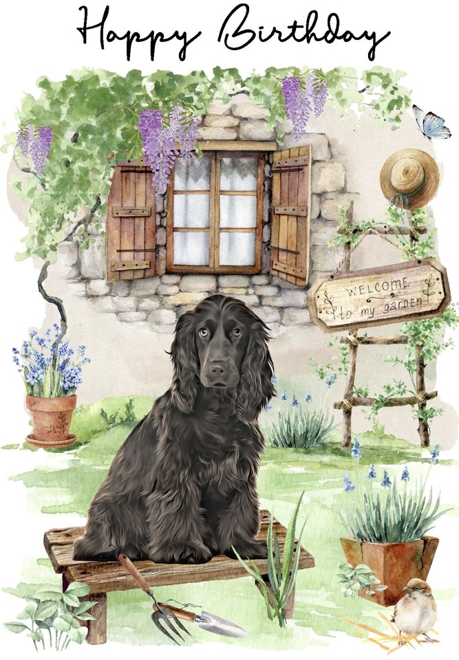 Cocker Spaniel (Black) Dog (4"x 6") Birthday Card - blank inside - by ...