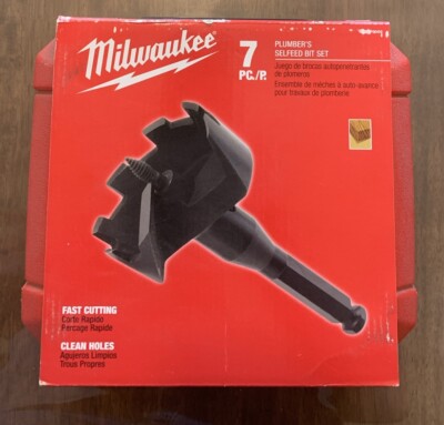 Milwaukee Wood Boring Bit Set Selfeed High Speed Steel Plumber Auger 7 ...