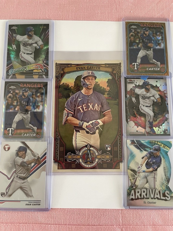Evan Carter 25 Card Lot, Auto, Topps Chrome, Radiating Rookies, Allen ...