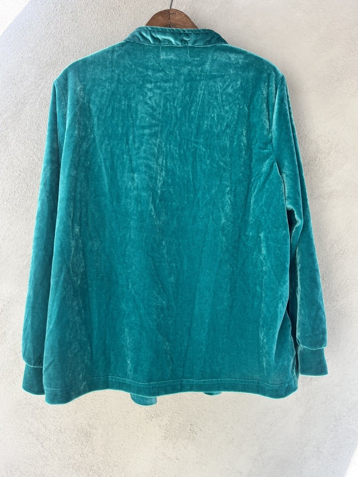 Vtg NWOT Comfort Choice Size 1X Smocked Aqua Green Velvet Velour Bed ...