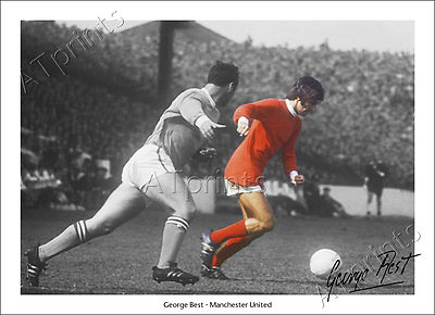 GEORGE BEST SIGNED PRINT POSTER PHOTO SQUAD MANCHESTER MAN UNITED BUSBY ...