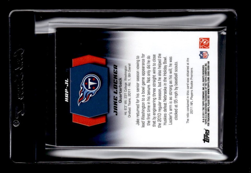 2011 Topps Rookie Patch #HRPJL Jake Locker Jersey - NM-MT EXACT SCAN | eBay