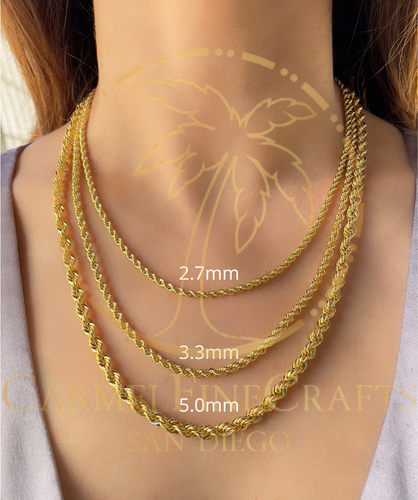 2.7-5.0mm Laser Cut Chain Twisted Rope Chain Necklace 16"-24" 14K ...