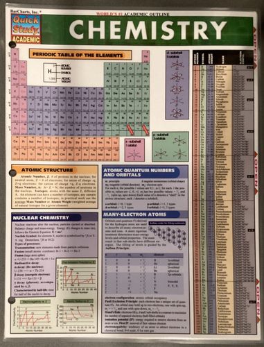 Chemistry Quick Study Academic Guide Equations & Answers Bar Charts Inc ...