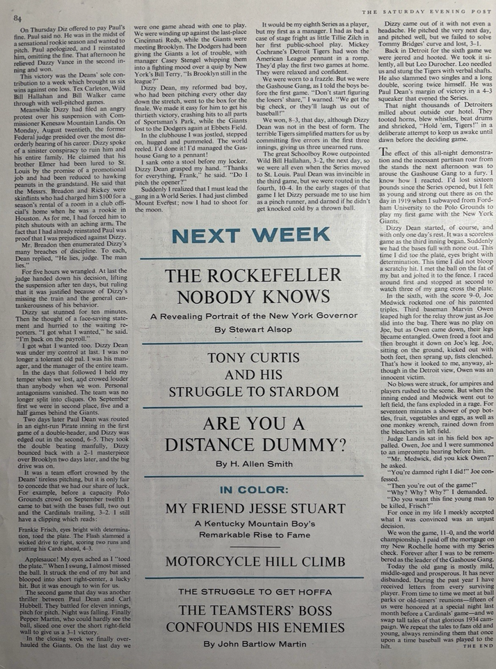 1952 The Gashouse Gang And I Baseball Cardinals Dean VTG Magazine Full ...