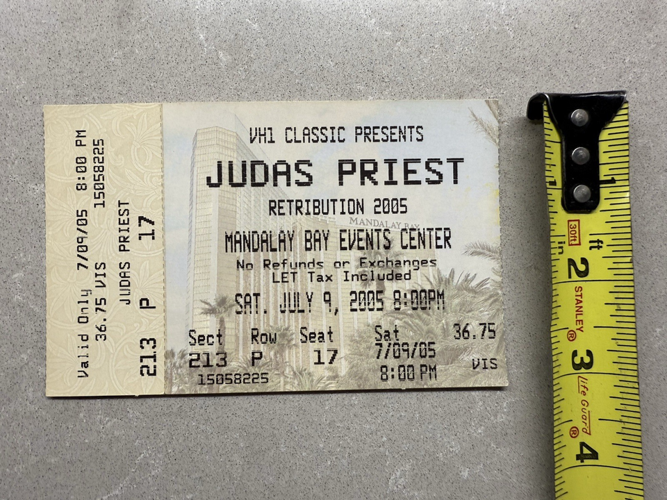 JUDAS PRIEST Concert Ticket July 9, 2005 Las Vegas Mandalay Bay Events ...