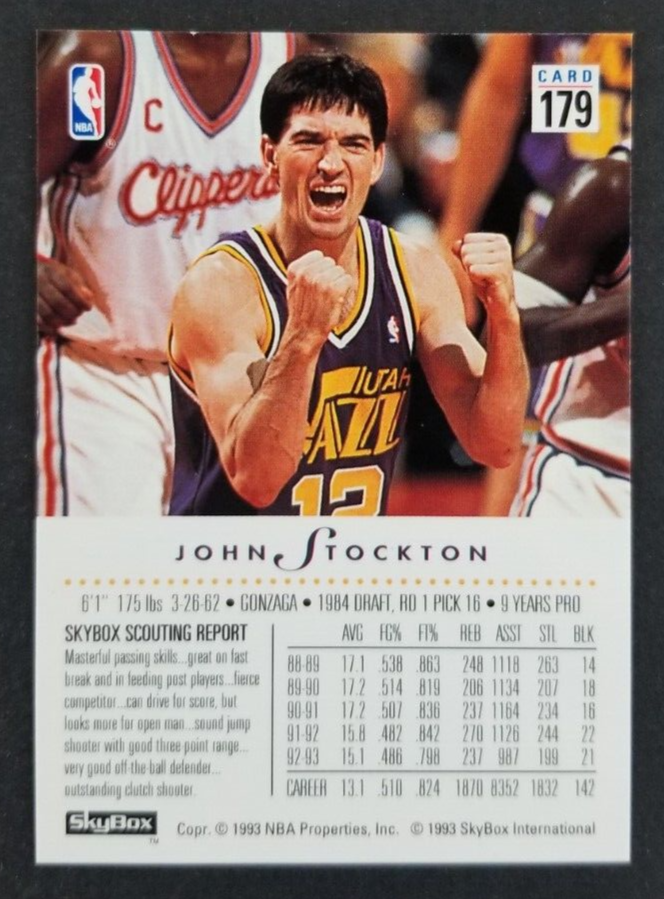 John Stockton 1994 Skybox Basketball Card #179 (NM) | eBay