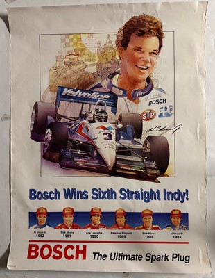 1992 Bosch Spark Plug Indy 500 Winning Poster Al Unser Jr | eBay