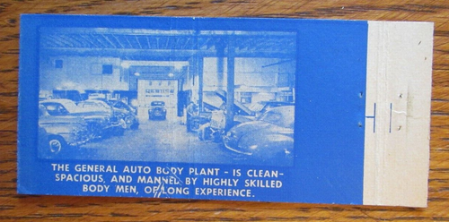GENERAL AUTO BODY PLANT MATCHBOOK COVER: ST. LOUIS, MO 30 STICK BY LION ...