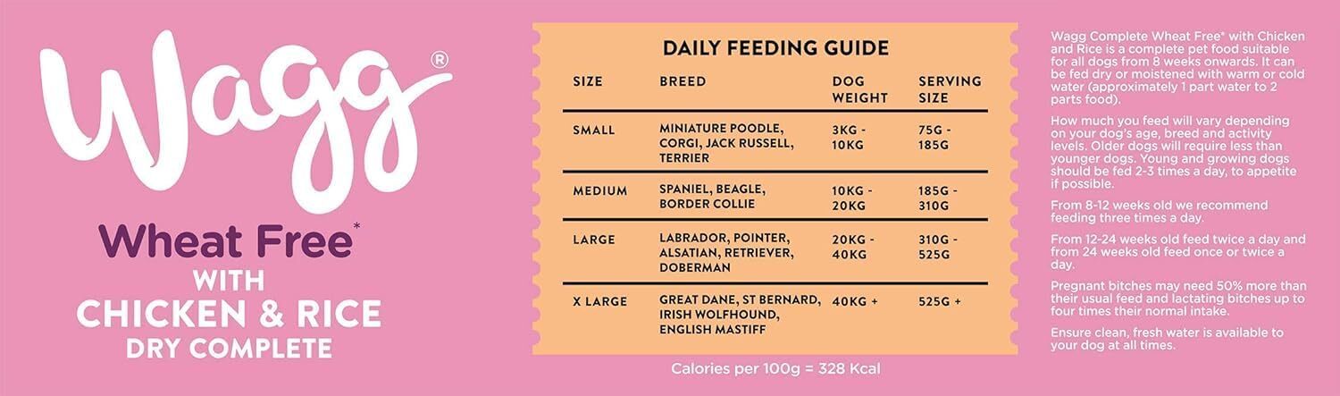 Wagg Wheat Free Complete Dry Adult Dog Food Chicken & Rice 12kg - For ...
