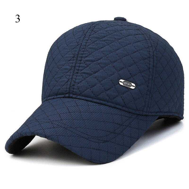 Men's Winter Baseball Cap With Ear Flaps Warm Cotton Snapback Cap Hat ...