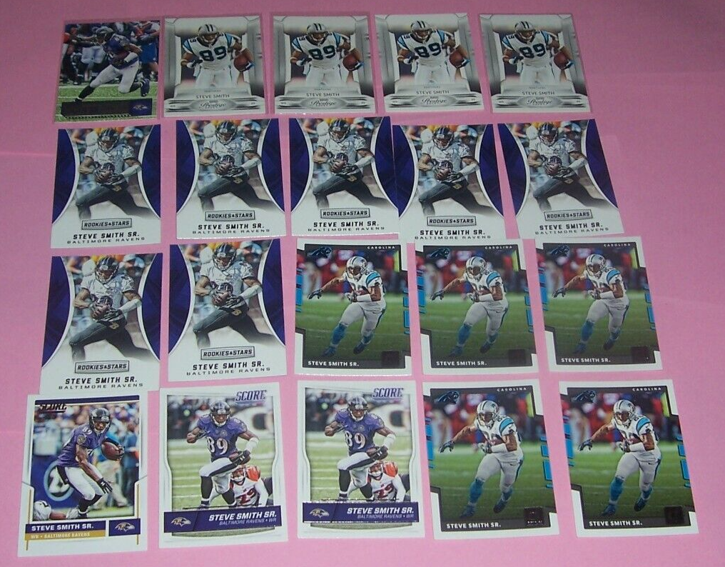STEVE SMITH-Panthers-Ravens-HUGE-122 Card Lot (04Topps,SP Auth,Pres.Pl ...