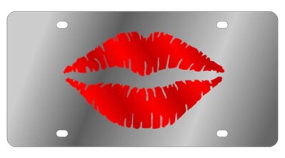 Red Lips Stainless Steel License Plate Tag | eBay