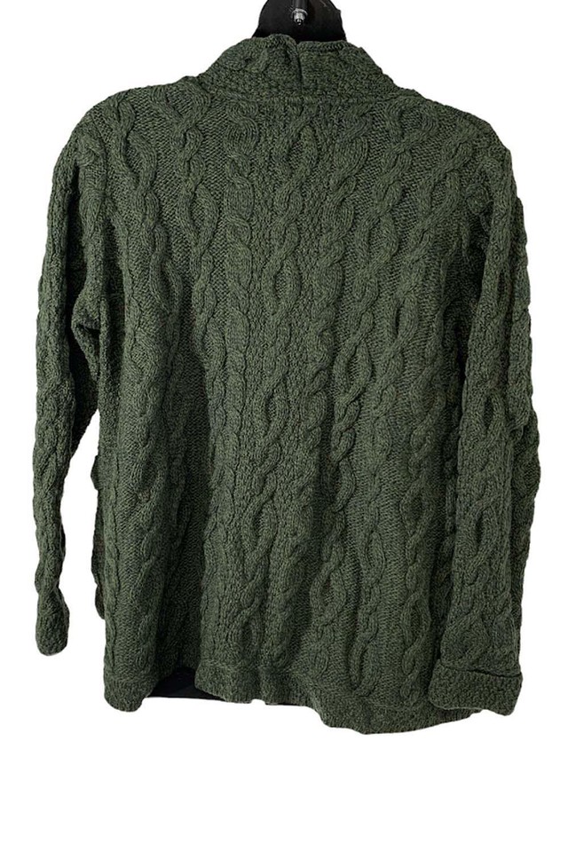 Aran Craft Merino Wool Wrap Front Cardigan with Belt Army Green | eBay