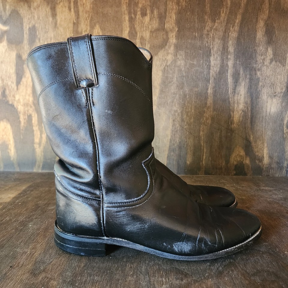 Justin Ropers 3133 Men's Black Cowboy Boots Size 9.5D | eBay