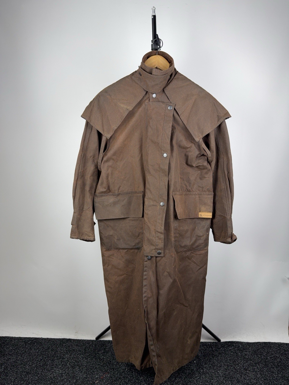 Vintage 90s Stockman Drover Waxed Duster Coat Austral… - Gem