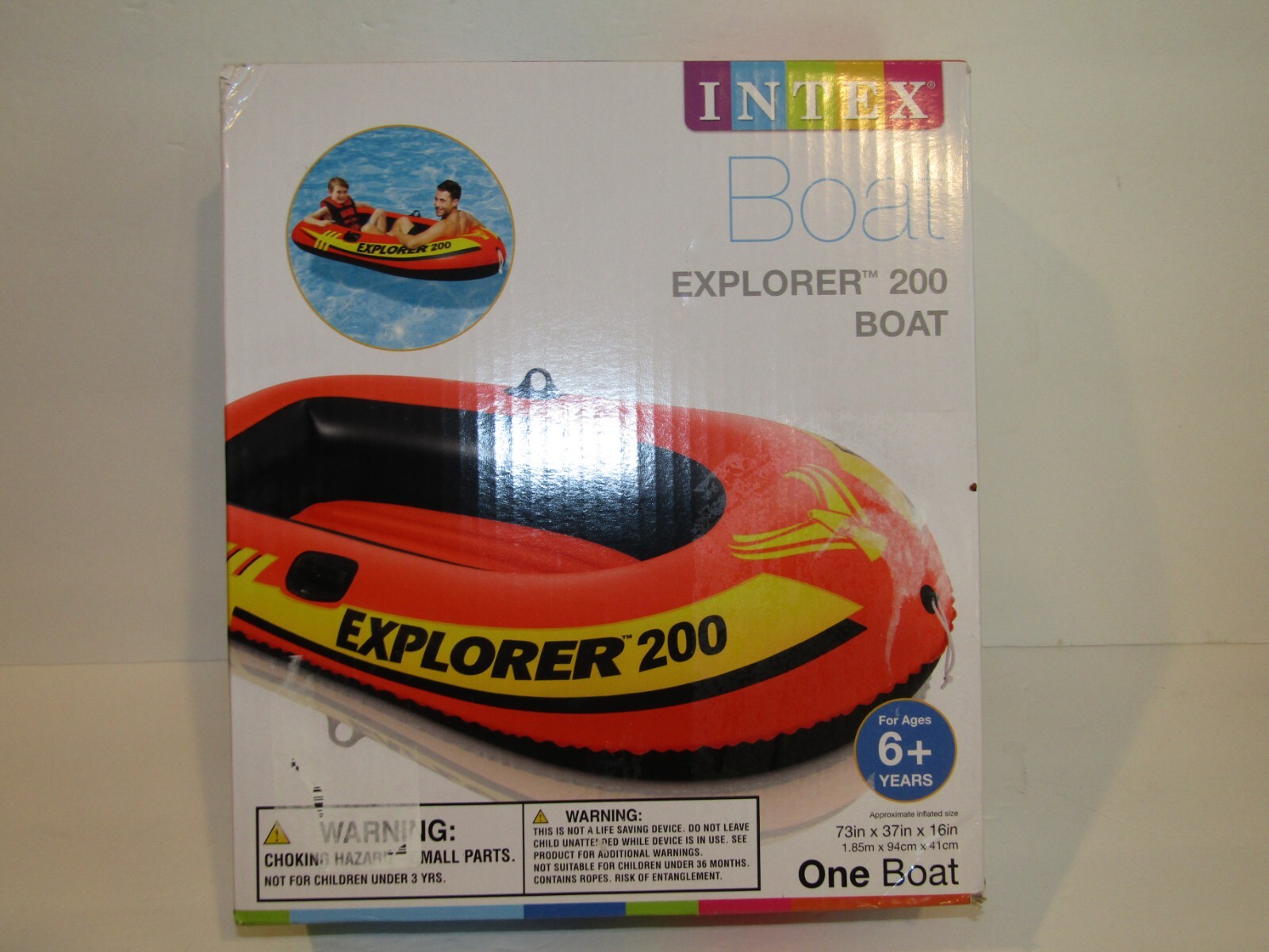 INTEX BOAT Explorer 200 Inflated 73" x 37" x 16" For AGES 6+ Capacity ...