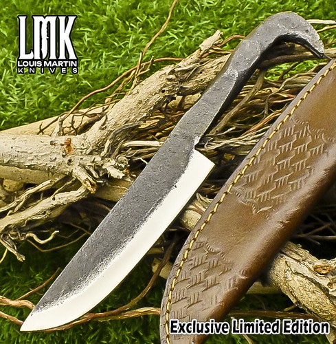 LMK Custom Rail Road Knife AUS-8 Steel Hammered Pattern Decoration Rare ...