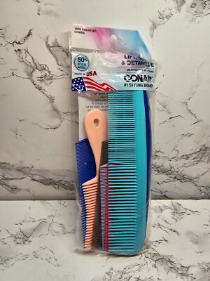 Conair Lift Style & Detangle Combs Assorted Colors 12 Count Piece Set ...