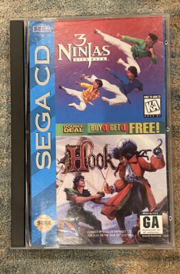 3 Ninjas Kick Back / Hook Double Deal (Sega CD, 1994) Authentic CDs CIB Complete 735009223906 | eBay