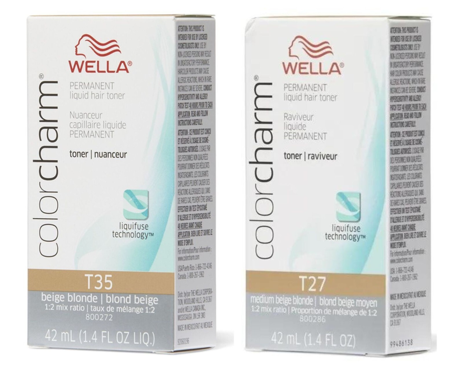 Wella Color Charm T27 Medium Beige Blonde & T35 Beige Blonde Hair Toner ...