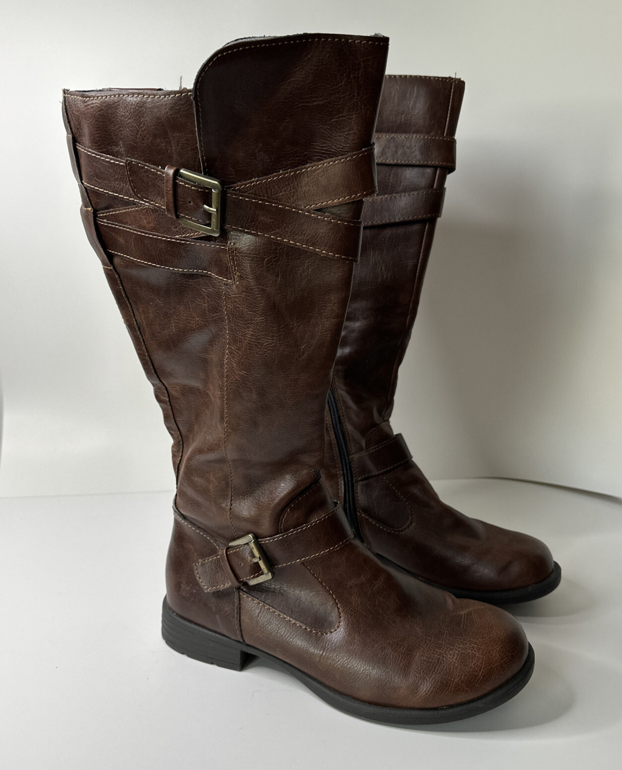BOC Born Concept Tall Riding Boots Womens 7.5M Brown Knee High Buckle ...