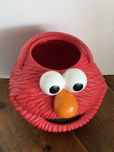 Vtg Sesame Street 1997 Elmo Small Bucket Pail Halloween Trick or Treat ...
