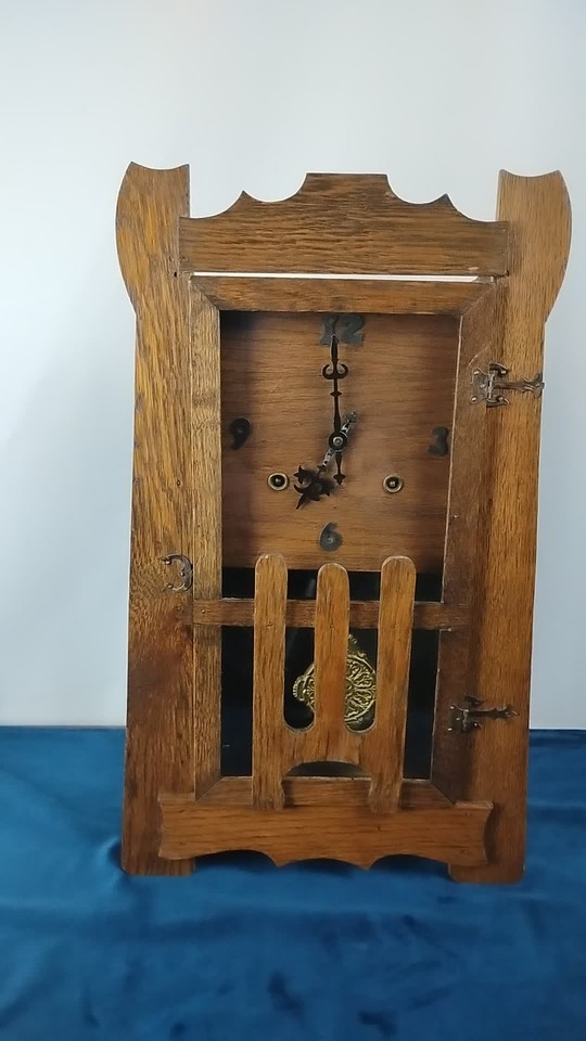 New Haven Mission Style Clock Arts & Crafts Antique Oak Wood Craftsman with Key | eBay