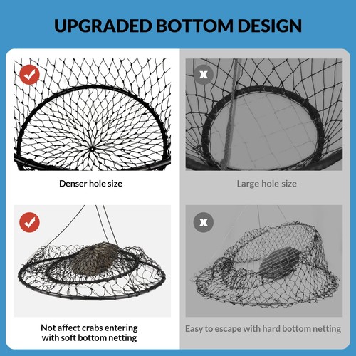 Crab Ring Trap Bait with Fishing Buoy Marker Floats Heavy Duty Net with ...