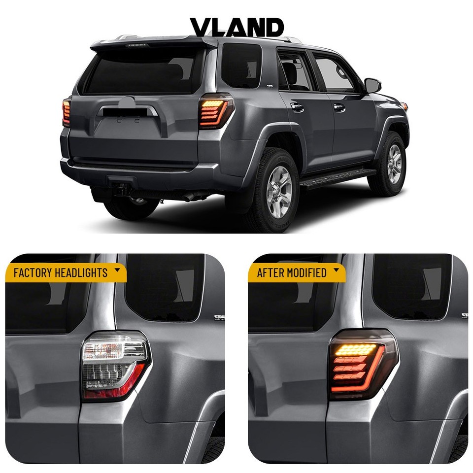 VLAND Smoked LED Tail Lights w/Animation For Toyota 4Runner 2014-2021 ...