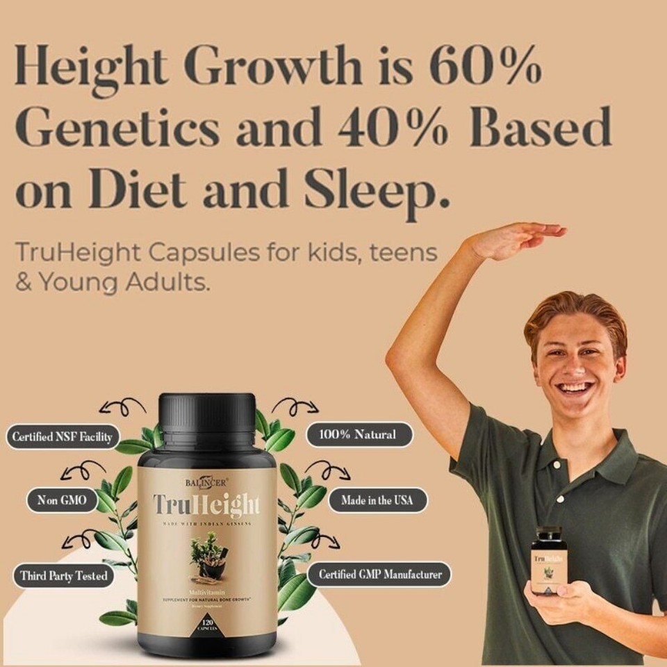 TruHeight Growth - Height Enhancer - Indian Ginseng 120 Capsules | eBay