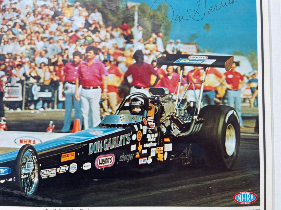 VRHTF VTG NHRA "SIGNED BY BIG DADDY DON GARLITS LAMINTATED POSTER" 11"x ...