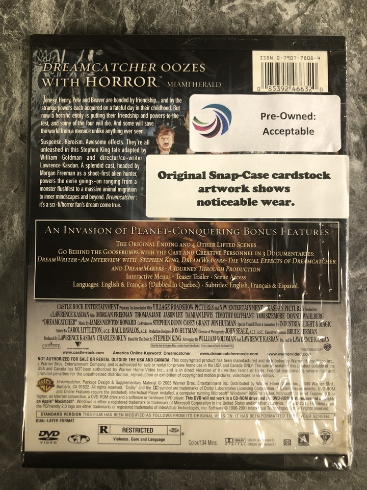 Pre-Owned: Dreamcatcher [DVD, Warner Bros., 2003] - Snapcase ...
