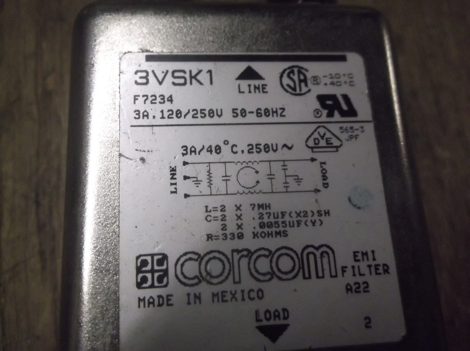 Corcom 3VSK1 Tyco F7234 3A 120/250V Line Filter *FREE SHIPPING* | eBay