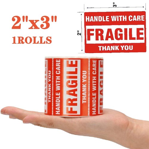 1 Rolls 2x3 Fragile Handle With Care Thank You Shipping Labels Stickers ...
