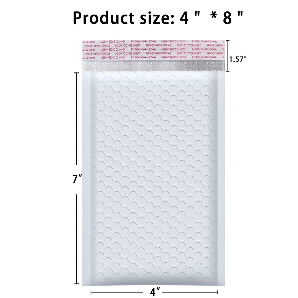 #000 4x8 (4x7) Poly Bubble Padded Envelopes Mailers Shipping Bag White ...