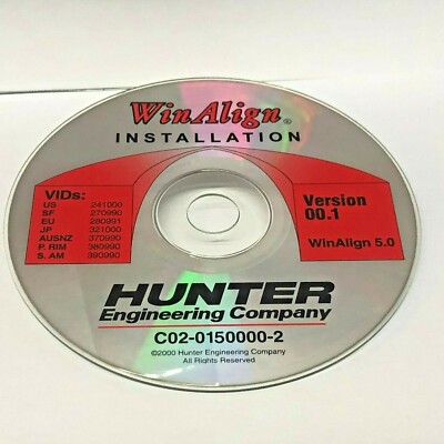 Version 00.1 Hunter Engineering WinAlign Alignment Installation CD Software P88 | eBay